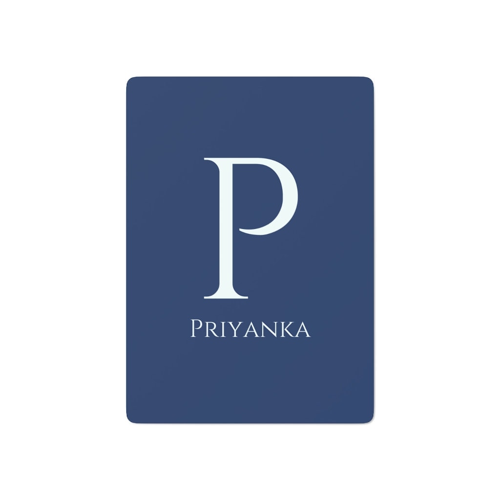 Navy Blue Custom Name Playing Cards Initial Playing Cards - Etsy