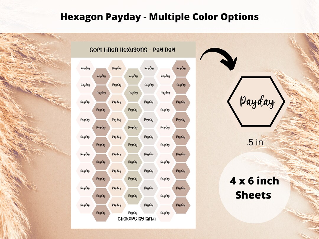 Payday Hexagon Sticker Sheet | Functional Finance Stickers | Payday ...