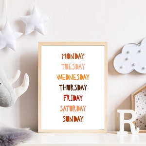 Boho Kids Days of Week Instant Download - Scandinavian Kid's Room ...