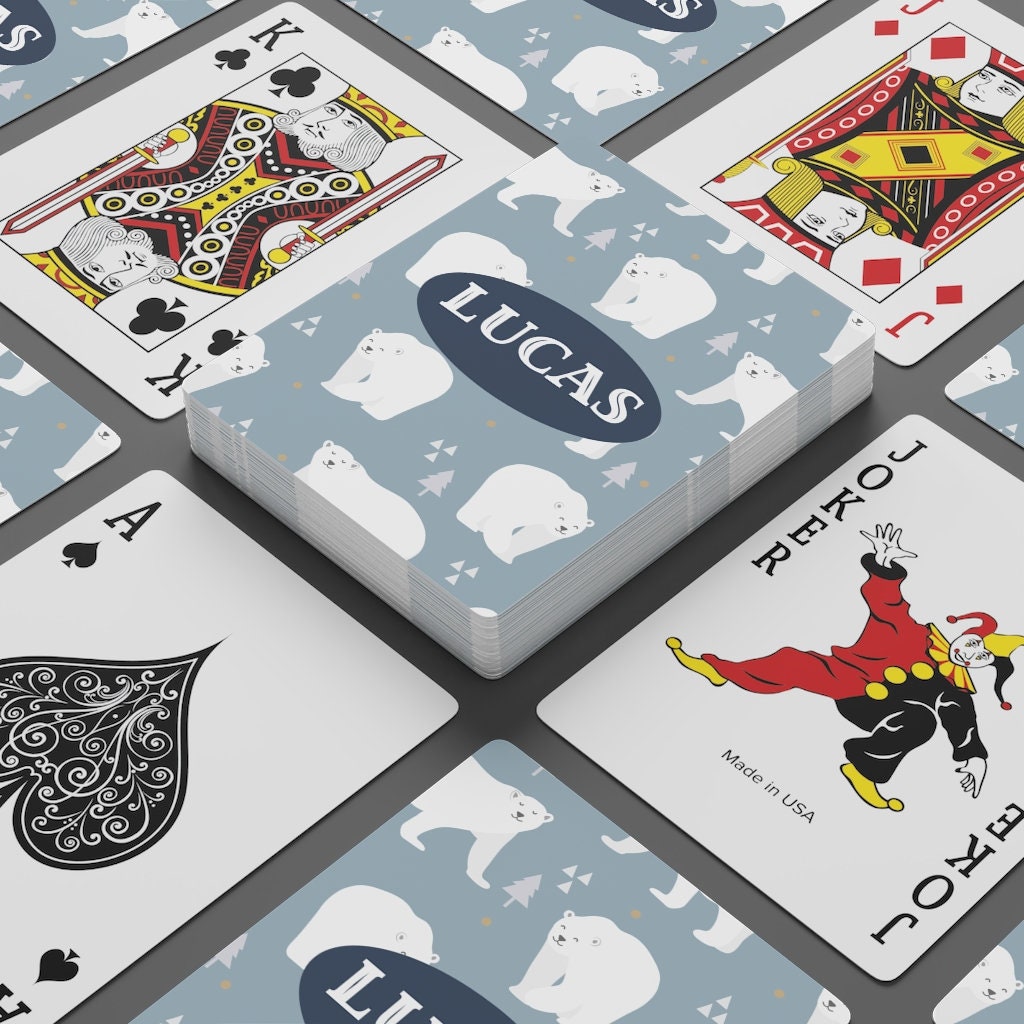 Custom Polar Bear Playing Cards | Cute Kids Gifts | Personalized Cards ...