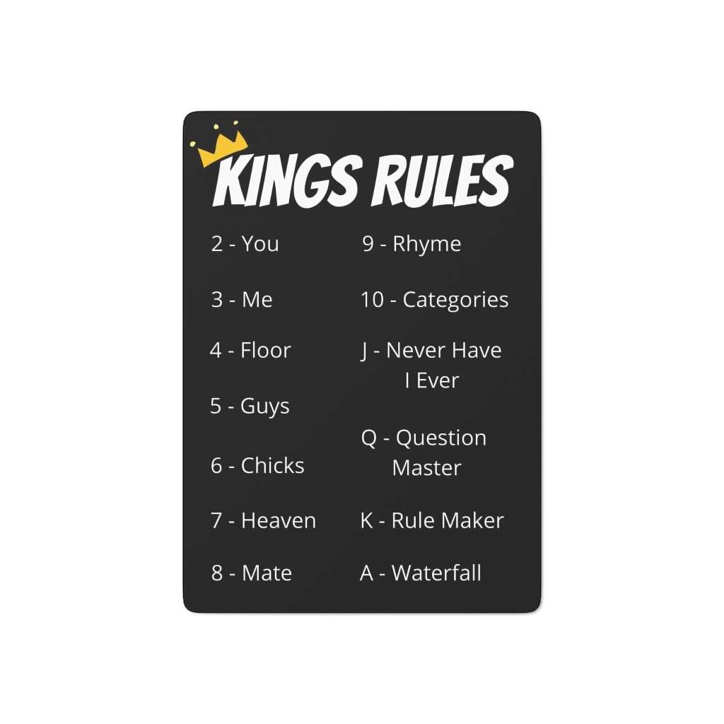Kings Rules Playing Cards Kings Cup Card Deck Drinking - Etsy