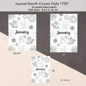12 Month Journal Cover Page Printable | US Letter, A4 and A5 Size ...