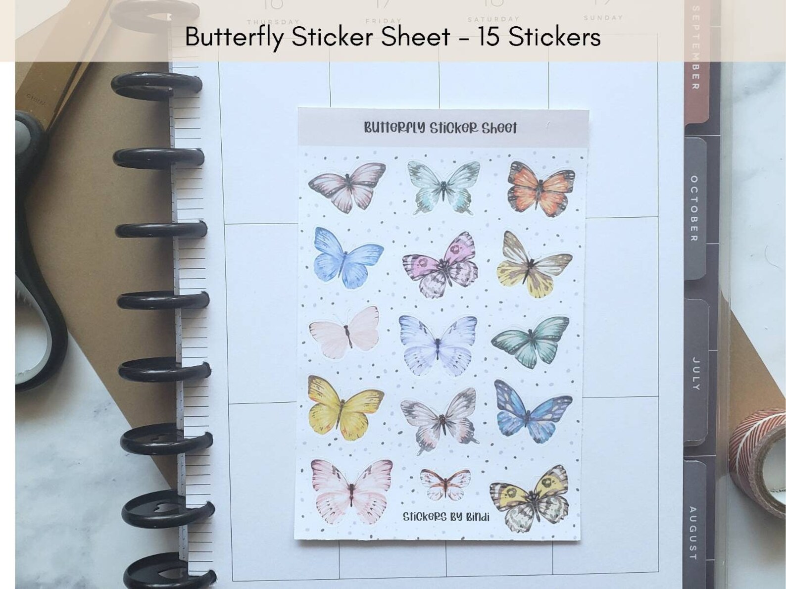 Butterfly Sticker Sheet Floral Planner Stickers Assorted - Etsy