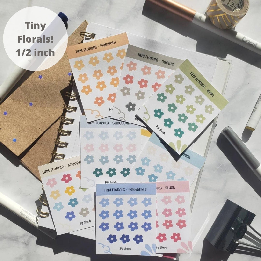 Assorted Floral Sticker Sheet | Mini Kiss Cut Flowers | Tiny Flower ...