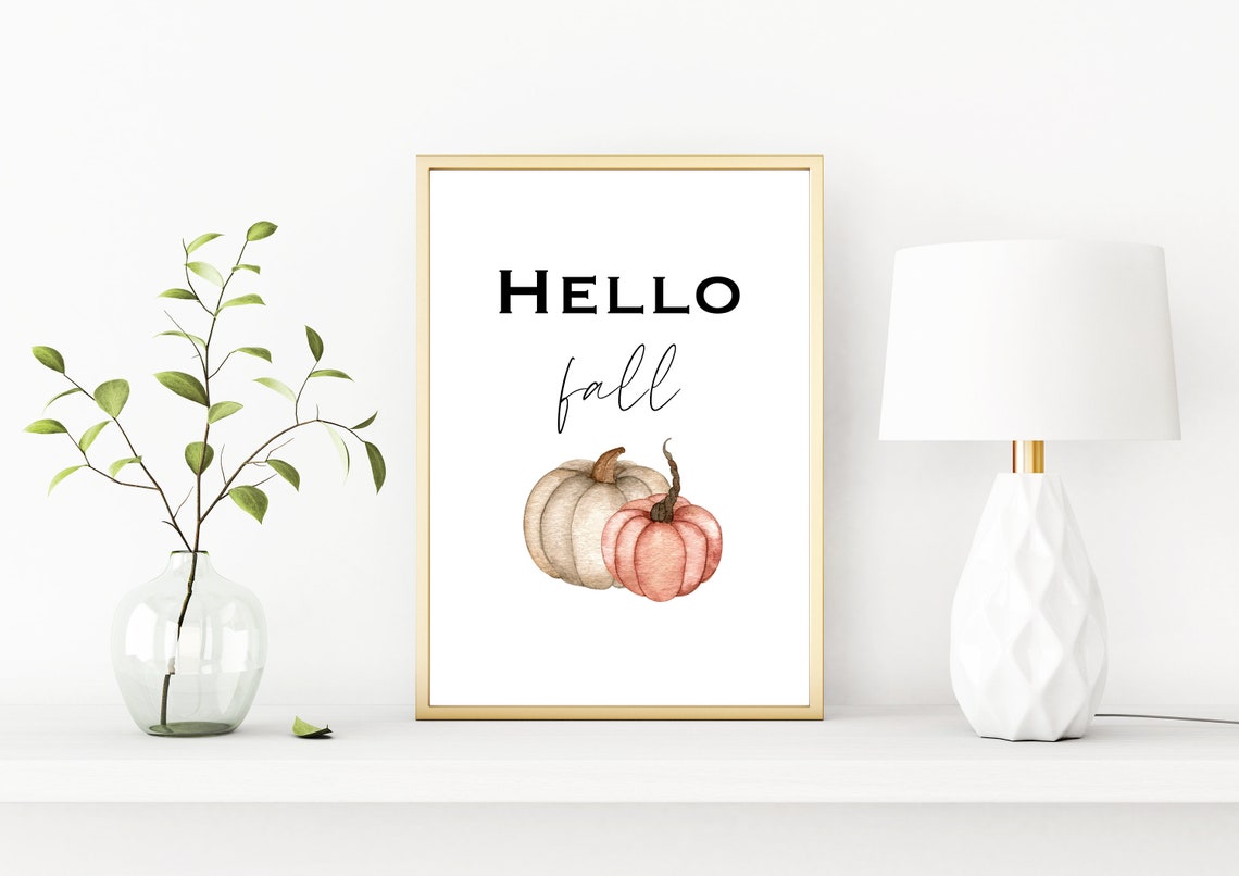 Hello Fall Wall Decor | Fall Pumpkins Printable Art | Minimalist ...