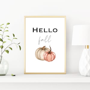 Hello Fall Wall Decor | Fall Pumpkins Printable Art | Minimalist ...