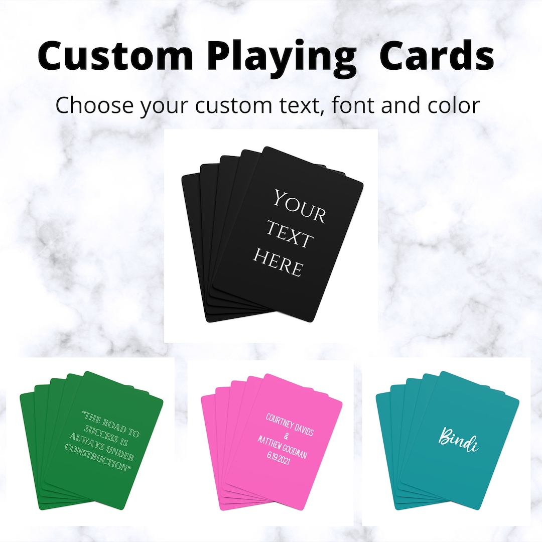 Choose Your Text Custom Playing Cards | Custom Color Playing Cards ...