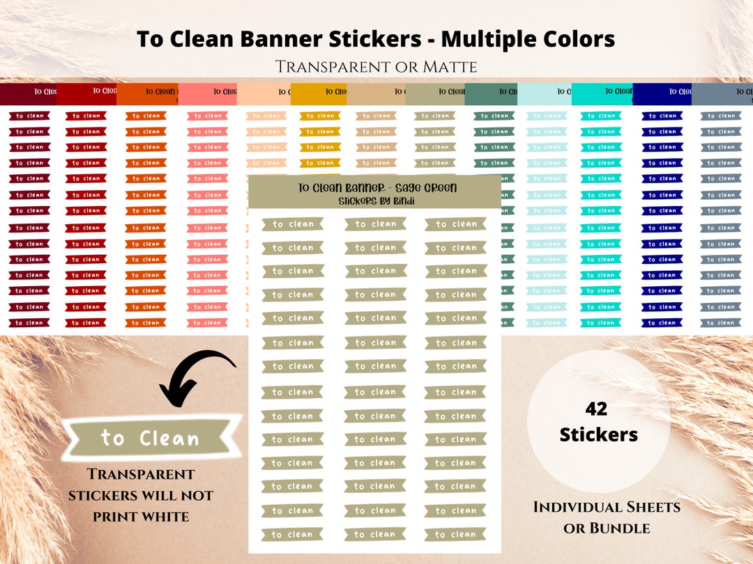 Small to Clean Banner Stickers - Multiple Colors | Planner Stickers ...
