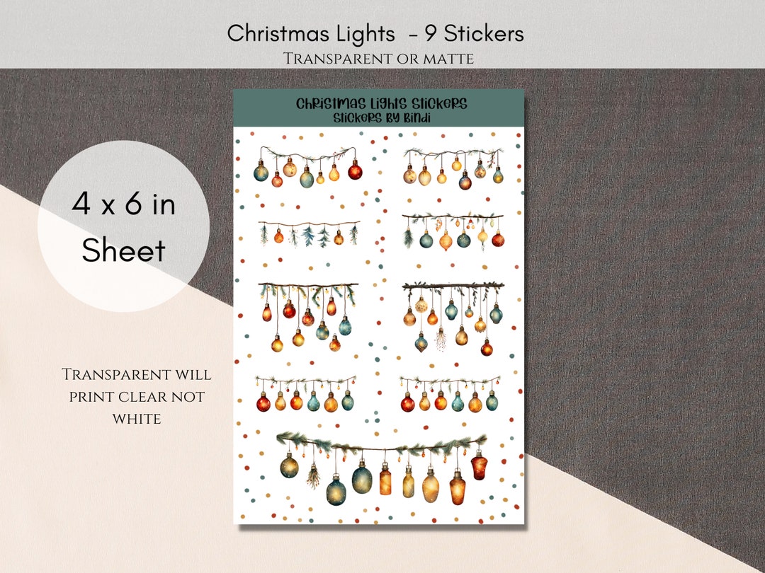 Christmas Lights Garland Stickers Winter Border Planner Stickers Deco ...