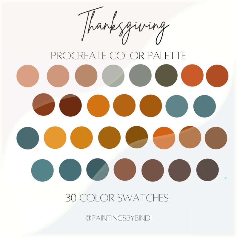 Thanksgiving Procreate Color Palette | 30 Color Swatches | iPad ...