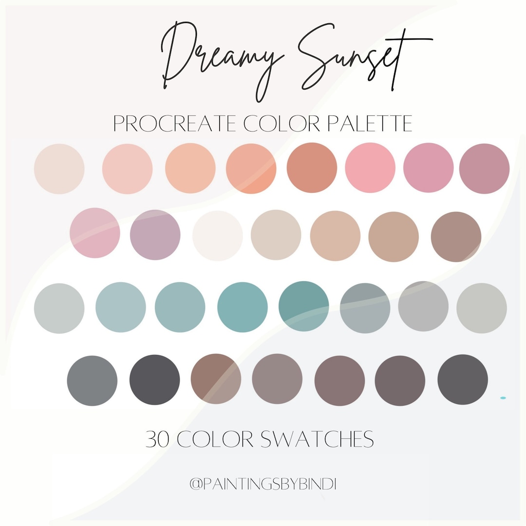Dreamy Sunset Procreate Color Palette | 30 Color Swatches | iPad ...