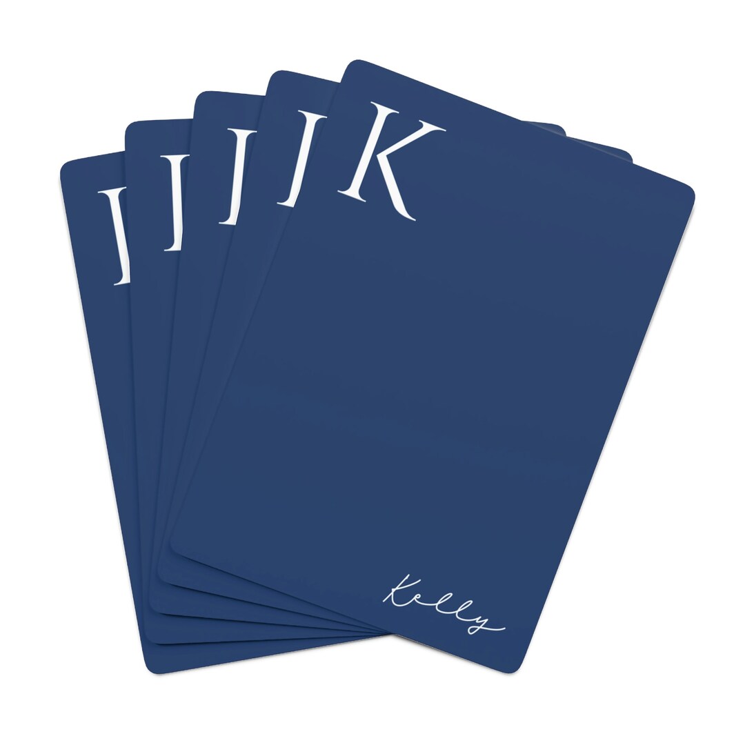 Navy Blue and White Custom Name Playing Cards | Initial Playing Cards ...