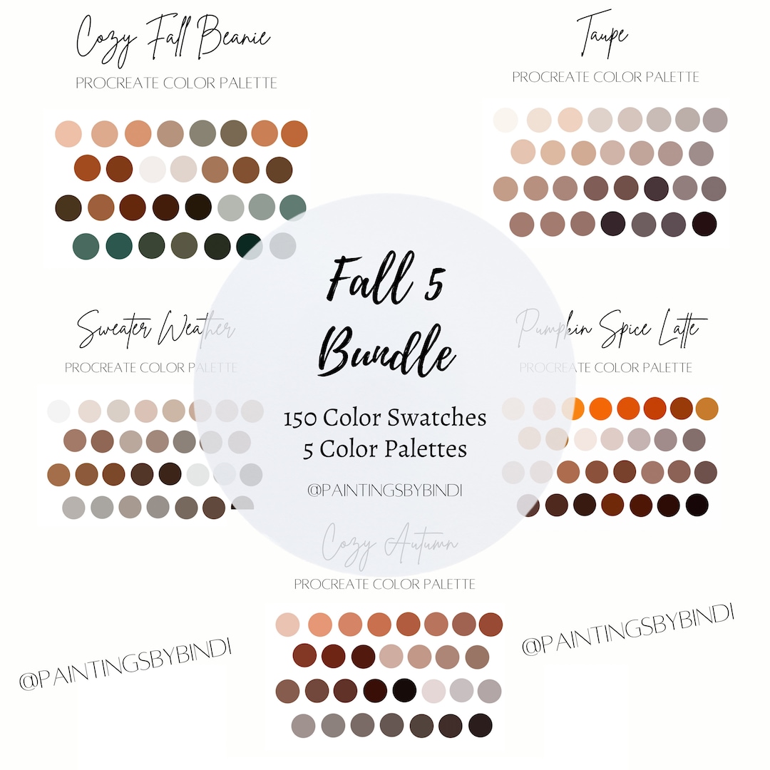 Fall Procreate Color Palette Bundle | 150 Color Swatches | iPad ...