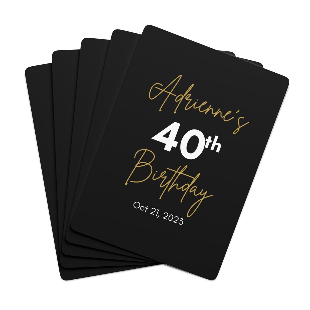 40th Birthday Custom Playing Cards | Poker Card Deck | Black and Gold ...