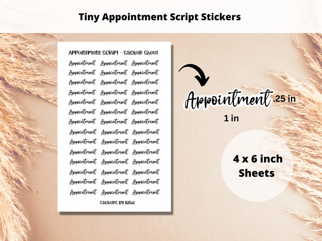 Appointment Script Sticker Sheet Tiny Cursive Stickers Functional Planner Stickers Word Stickers ...