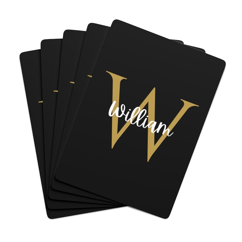 Black and Gold Custom Name Playing Cards | Initial Playing Cards ...