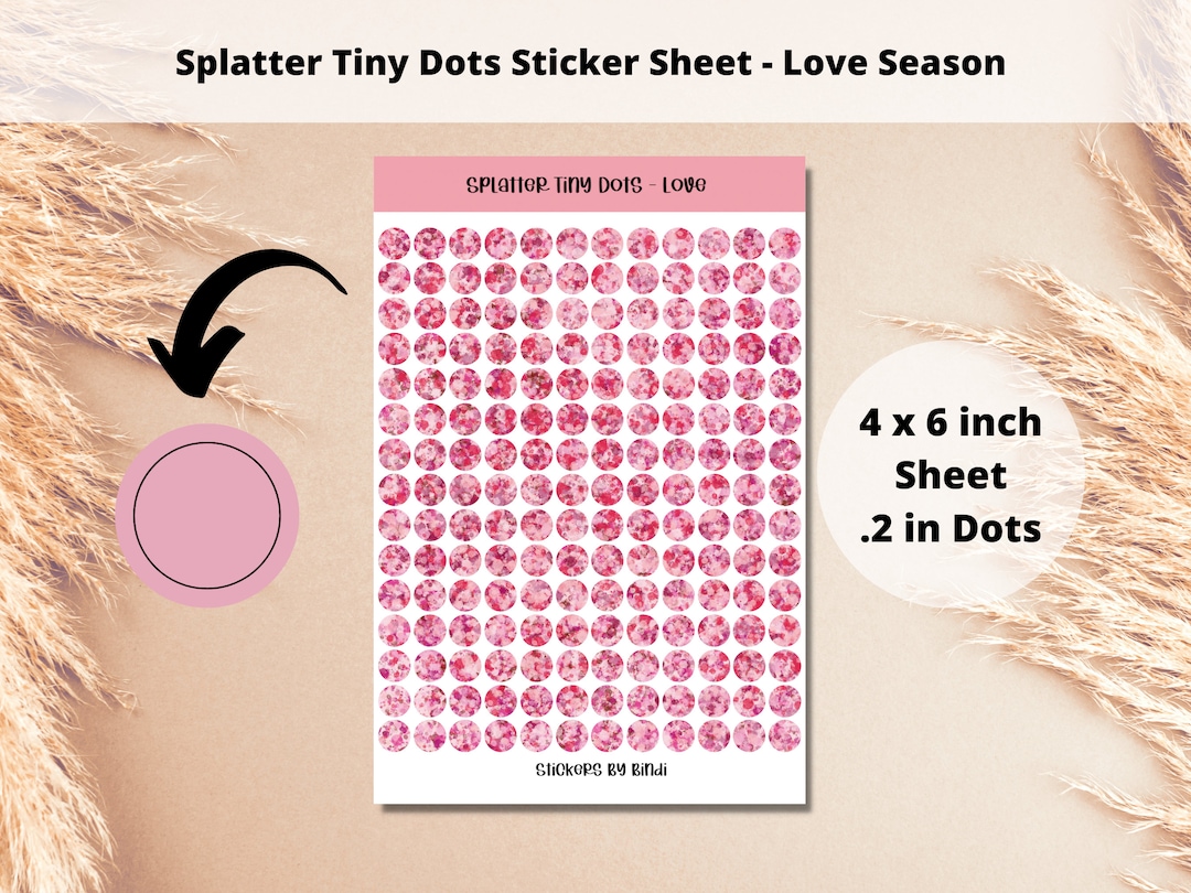 Splatter Tiny Dots Sticker Sheet Love Teeny Circle Stickers .2 Inch ...