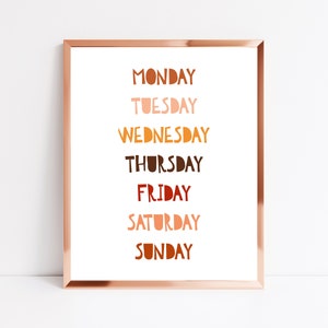 Boho Kids Days of Week Instant Download - Scandinavian Kid's Room ...