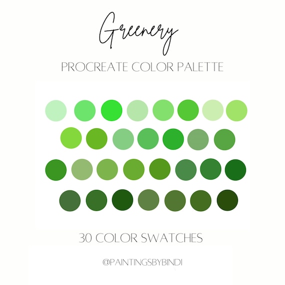 Greenery Procreate Color Palette 30 Color Swatches Ipad | Etsy