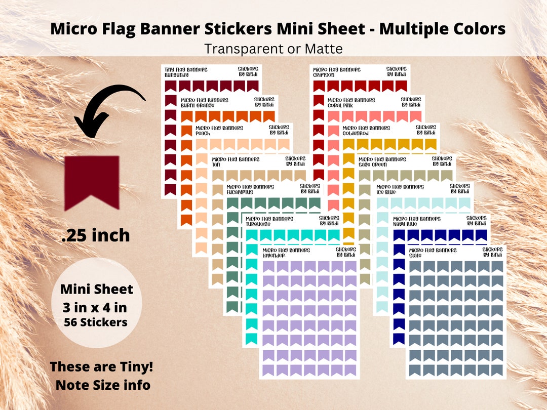 Micro Flag Banner Stickers - Mini Sheet | .25 Inch Tiny Flag Planner ...
