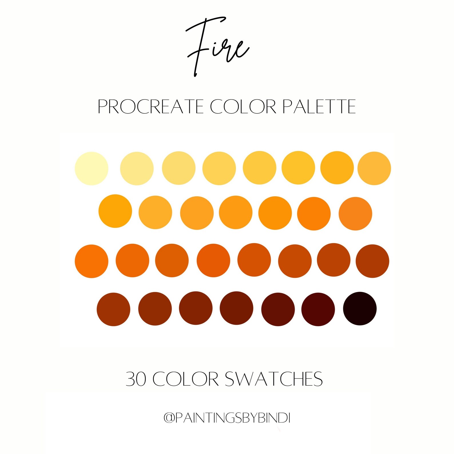 Fire Procreate Color Palette 30 Color Swatches Ipad - Etsy