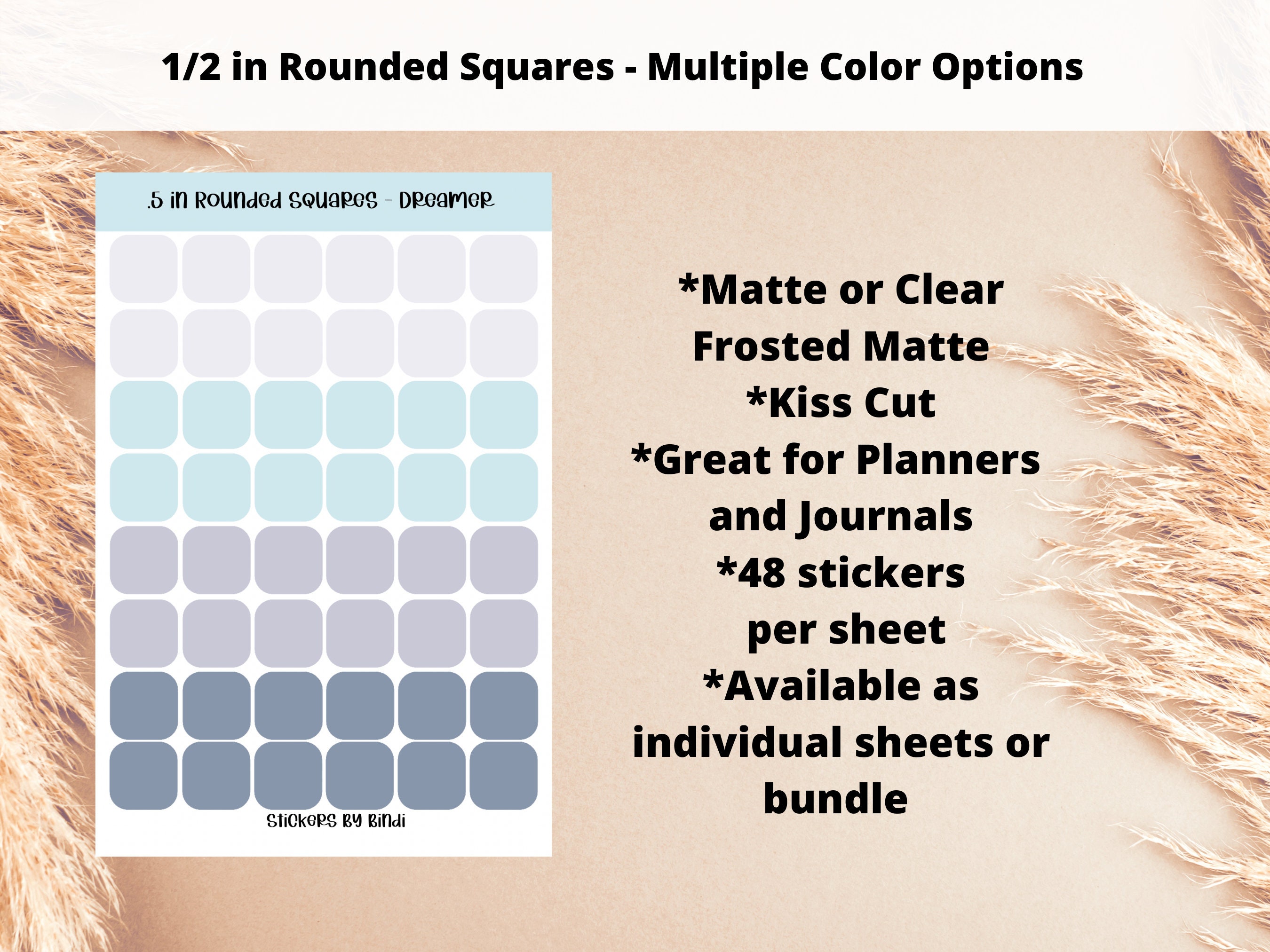 Rounded Square Sticker Sheet Half Inch Shape Stickers - Etsy