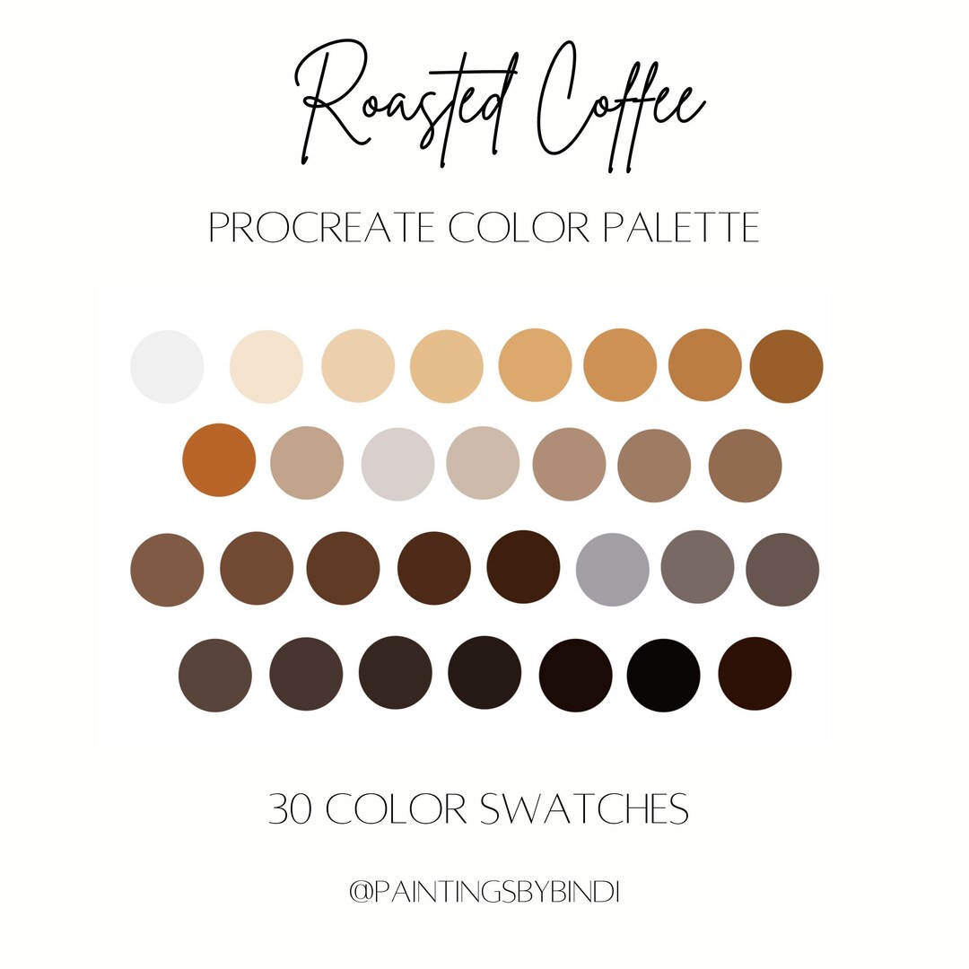 Roasted Coffee Procreate Color Palette | 30 Color Swatches | iPad ...