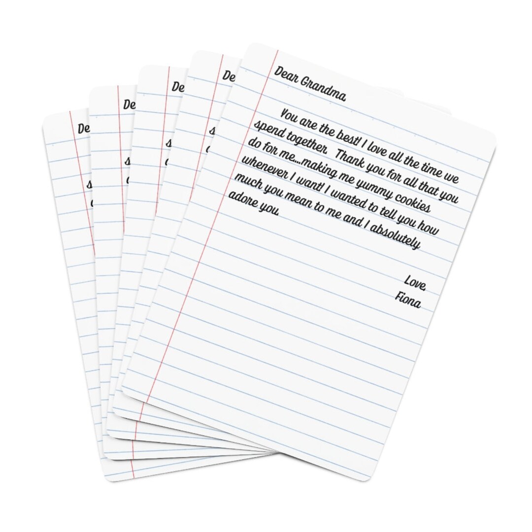 Custom Personal Note Playing Cards | Notebook Paper Card Deck | Letter ...