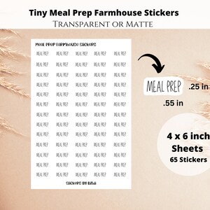 Tiny Meal Prep Planner Stickers Farmhouse Style Small Stickers ...