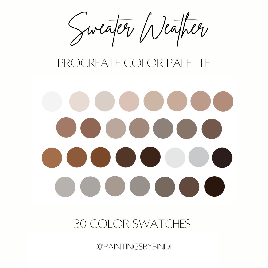 Sweater Weather Procreate Color Palette 30 color swatches | Etsy