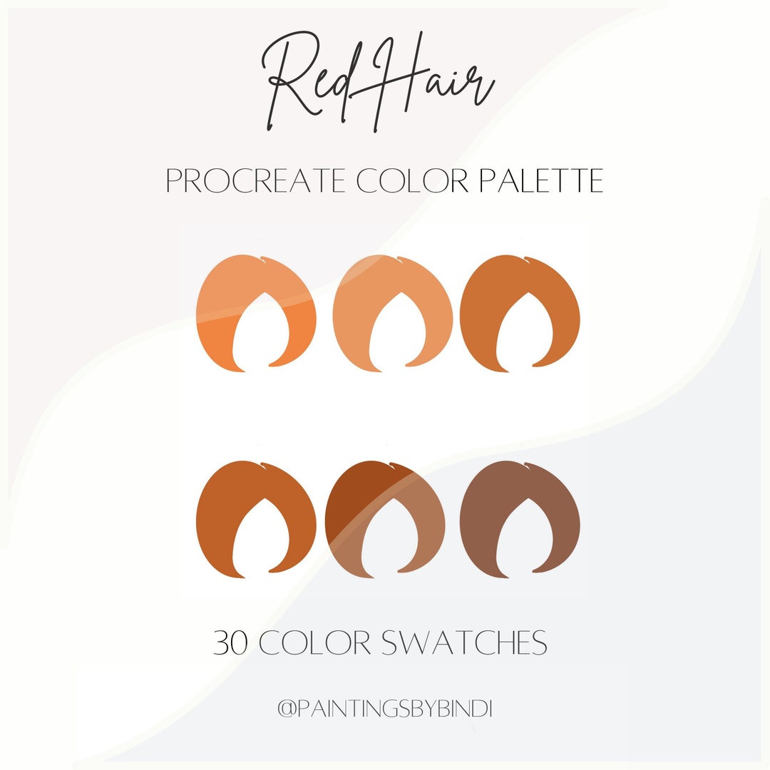 Red Hair Procreate Color Palette | 30 Color Swatches | iPad ...