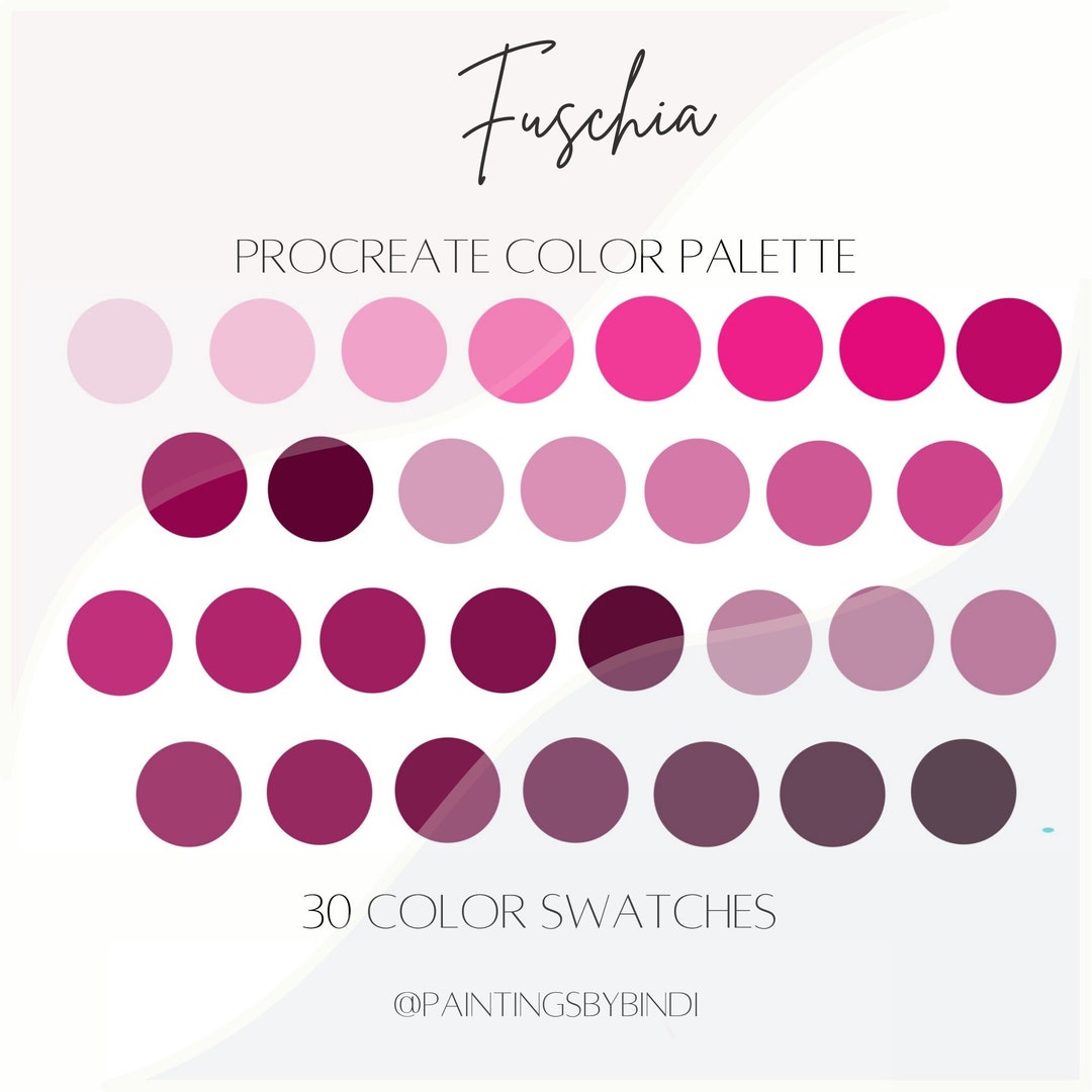 Fuschia Procreate Color Palette | 30 Color Swatches | iPad Illustration ...