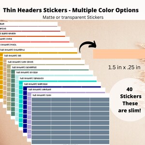 Thin Solid Header Stickers - Multiple Colors | 1.5 in Planner Stickers ...