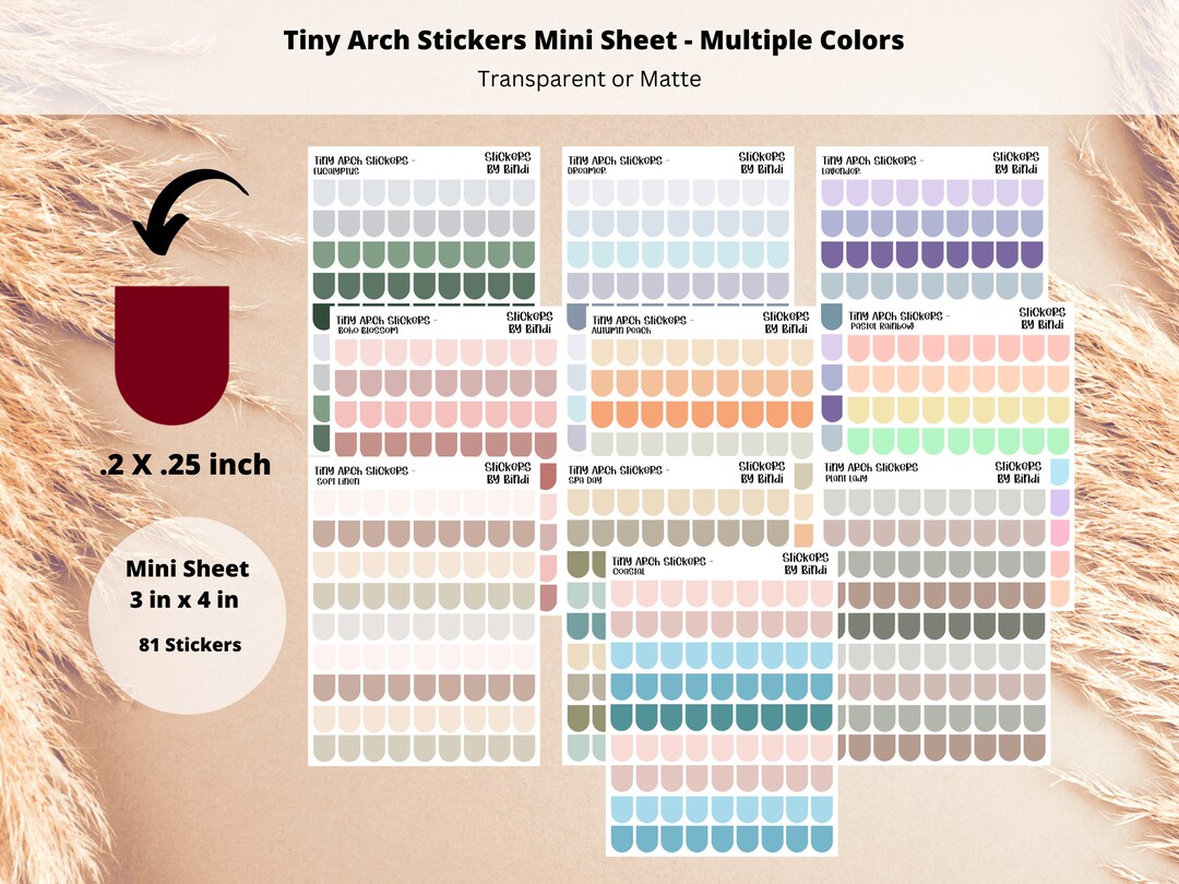 Tiny Arch Stickers - Mini Sheet | Bullet Point Planner Stickers ...