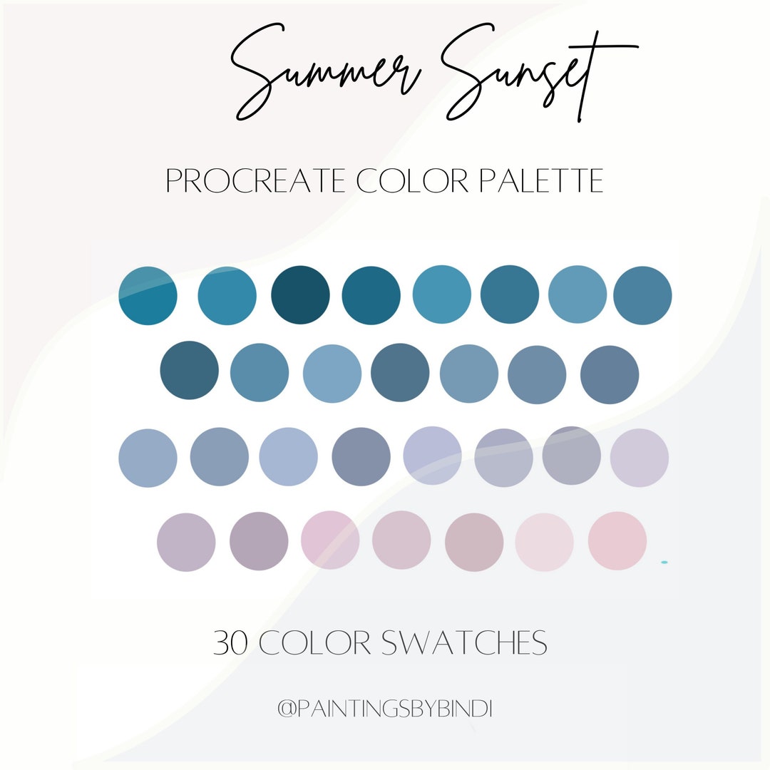 Summer Sunset Procreate Color Palette | 30 Color Swatches | iPad ...