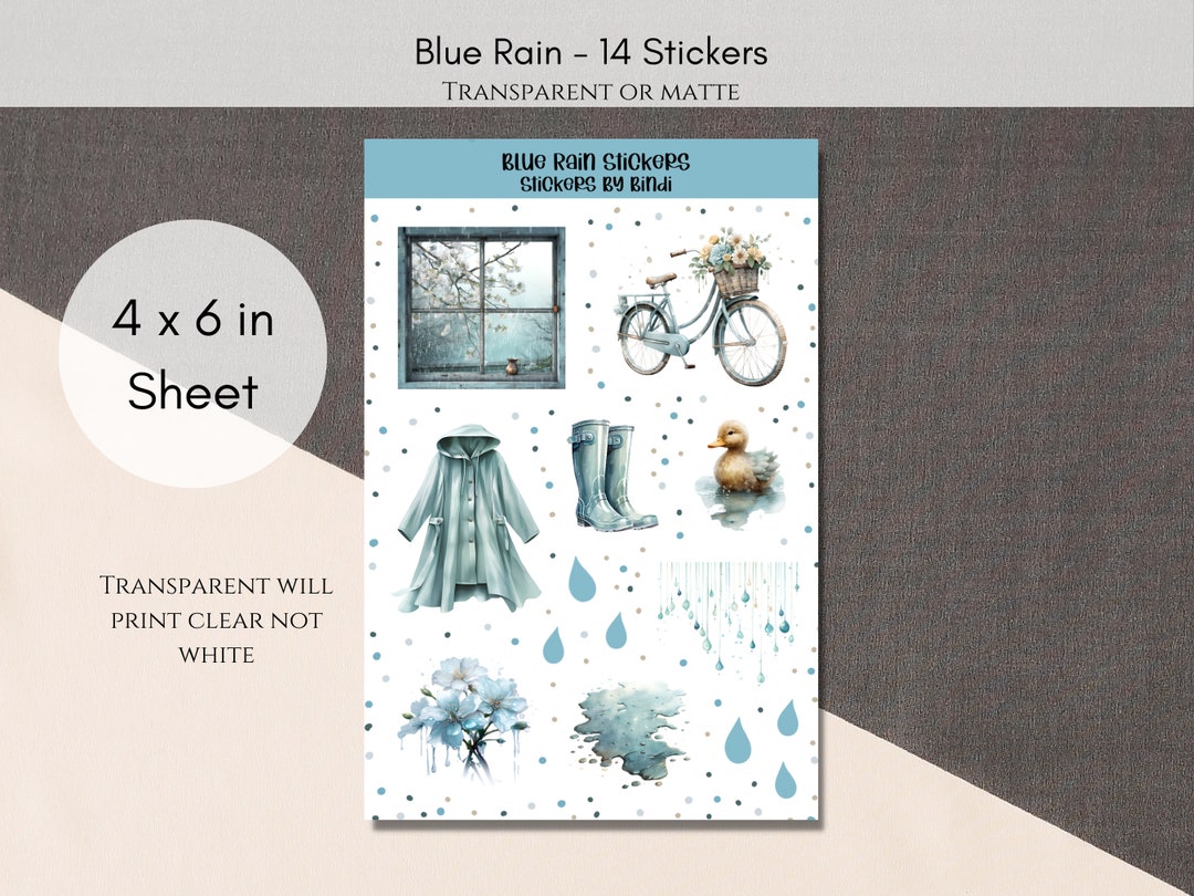 Blue Rain Deco Stickers Floral Planner Stickers Spring Assorted Sticker ...