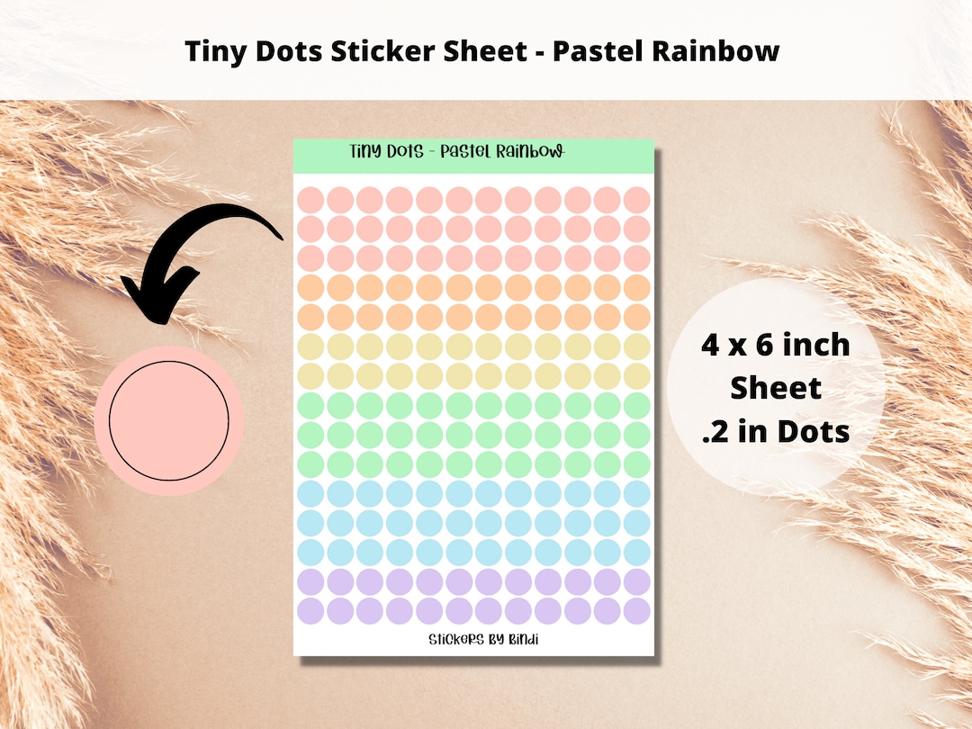 Tiny Dots Sticker Sheet - Pastel Rainbow | Teeny Circle Stickers | .2 ...