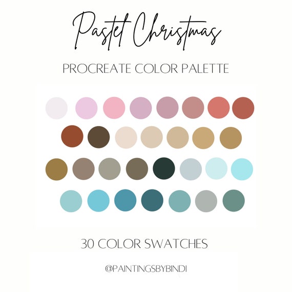 Pastel Christmas Procreate Color Palette 30 color swatches | Etsy