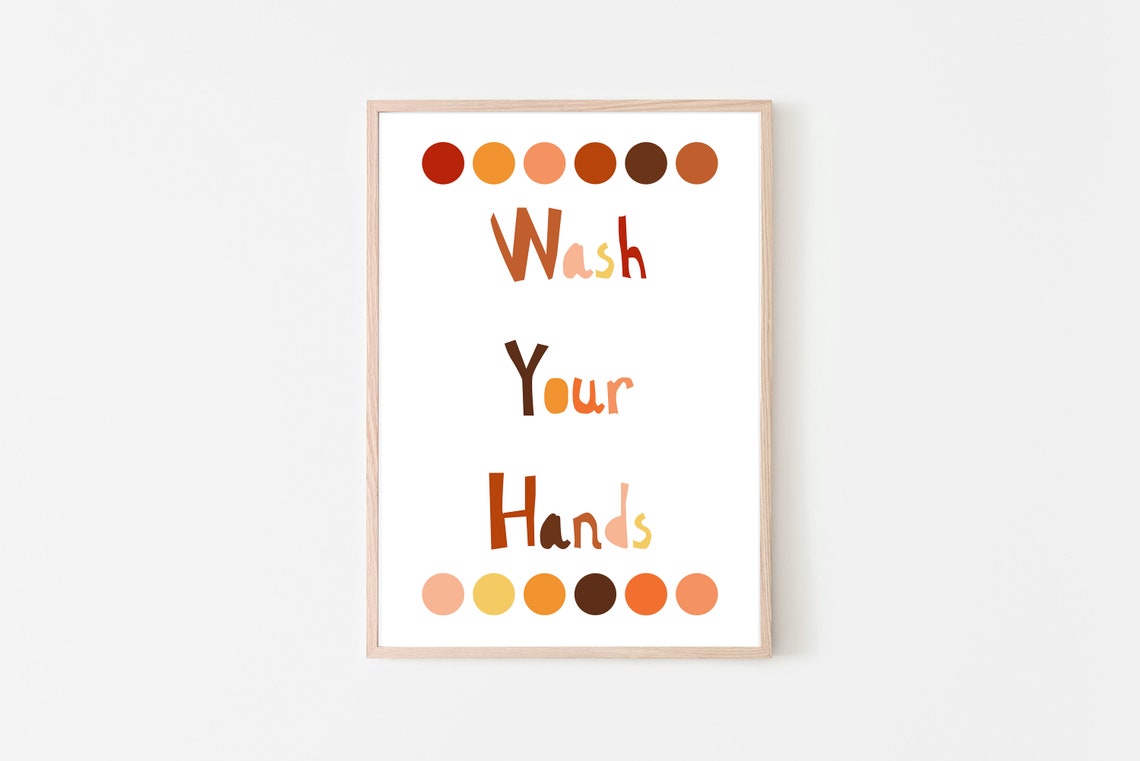 Boho Kids Wash Your Hands Instant Download Neutral Colors | Etsy