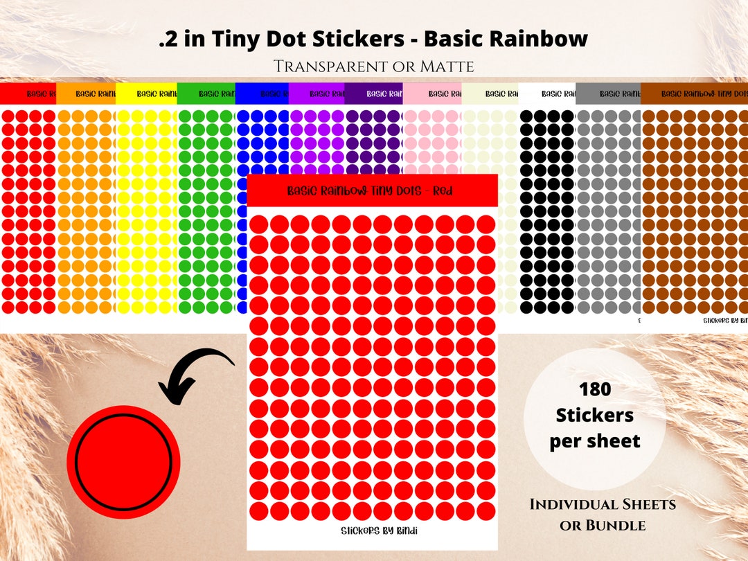 Basic Colors Tiny Dot Stickers - Full Sheet | Bullet Point Planner ...