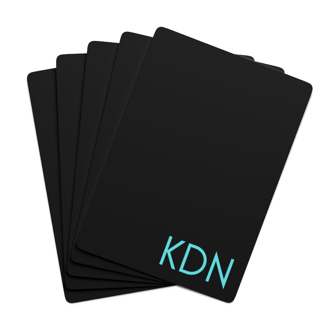 Initial Playing Cards | Custom Black and Turquoise Personalized ...