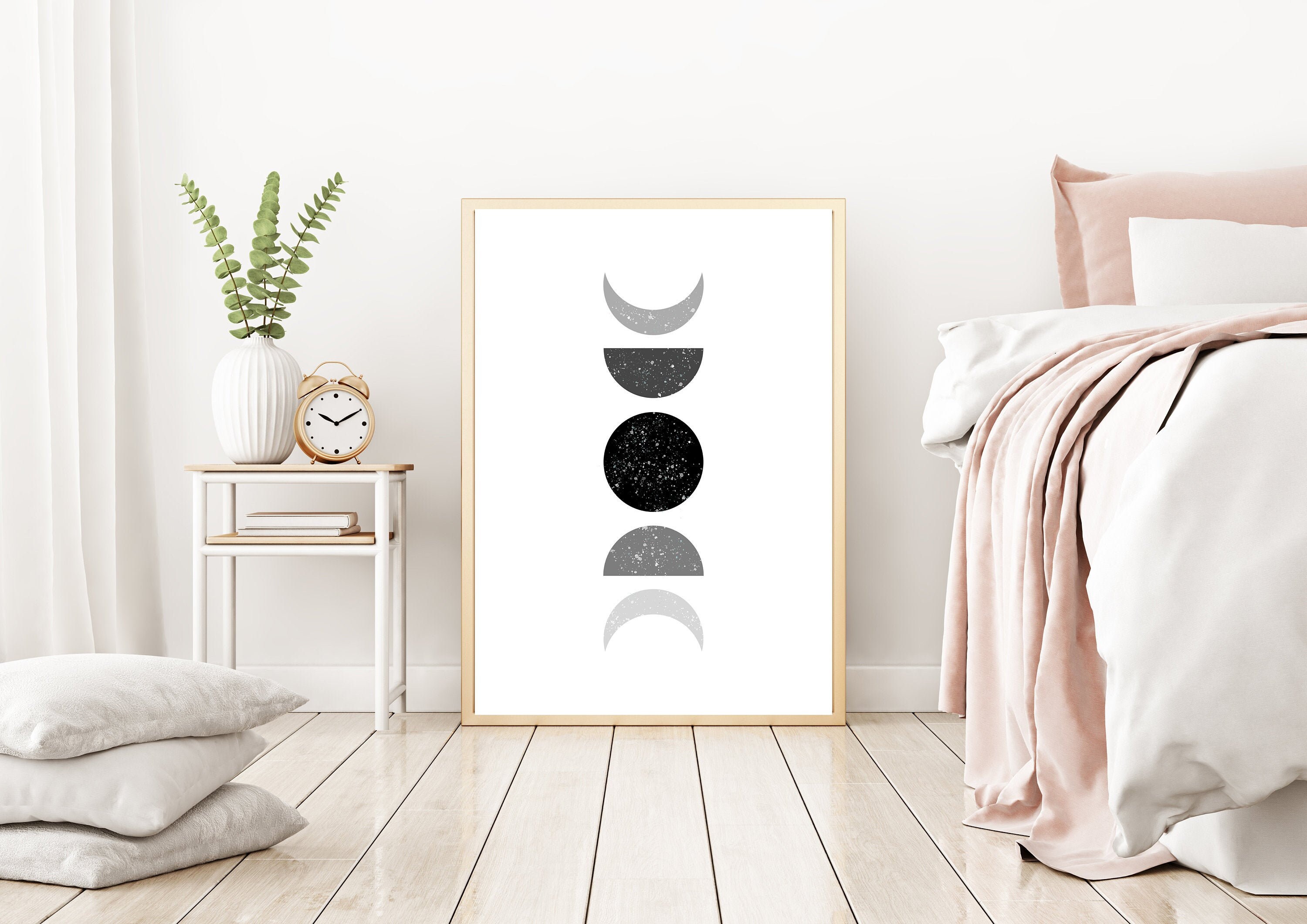 Grayscale Moon Phases Printable Art Black Lunar Instant - Etsy