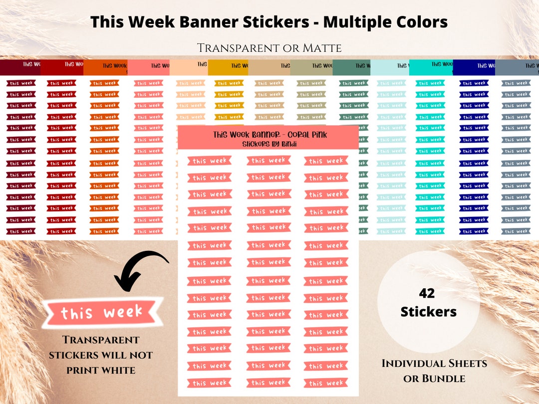 Small This Week Banner Stickers - Multiple Colors | This Week Planner ...