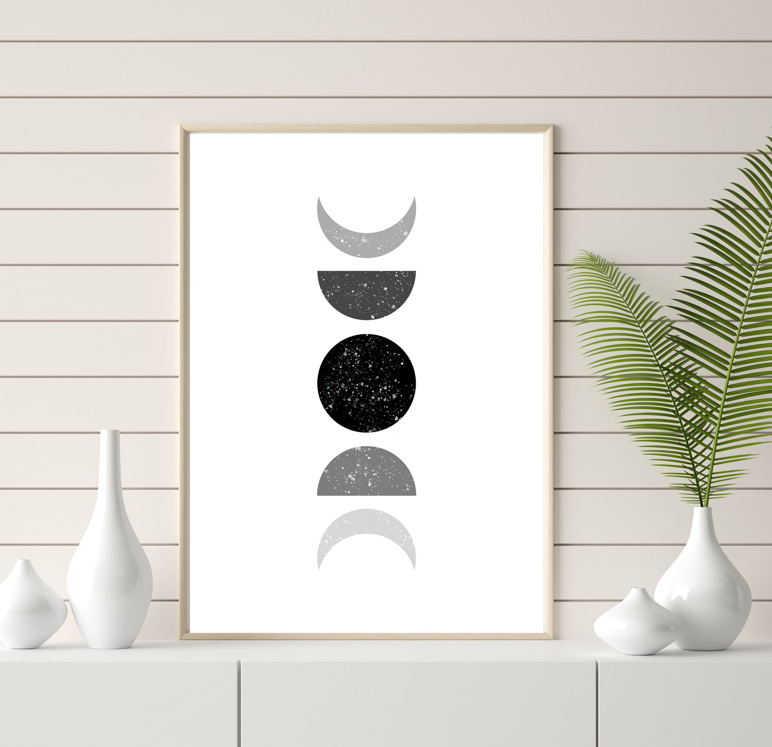Grayscale Moon Phases Printable Art Black Lunar Instant - Etsy