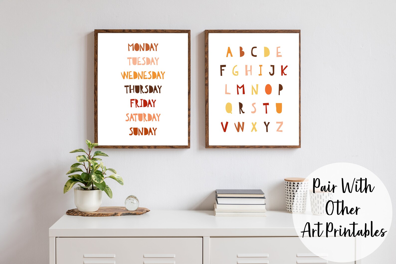 Boho Kids Days of Week Instant Download Scandinavian - Etsy