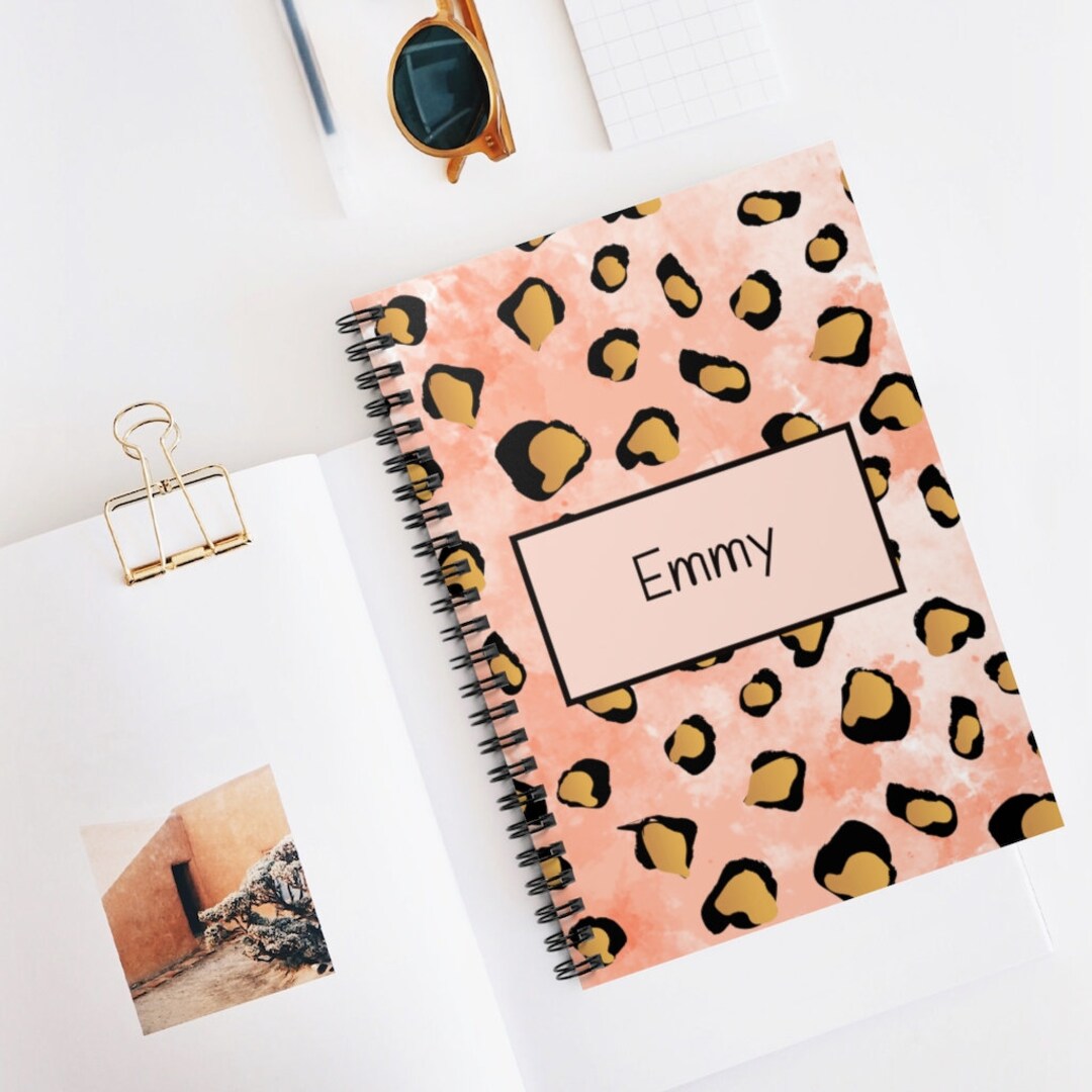 Pink Leopard Print Custom Spiral Notebook | Animal Personalized Spiral ...