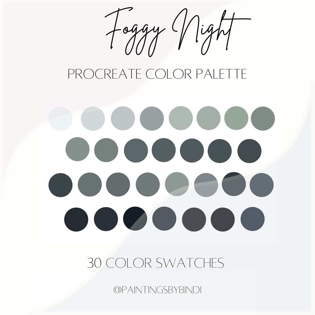 Foggy Night Procreate Color Palette | 30 Color Swatches | iPad ...