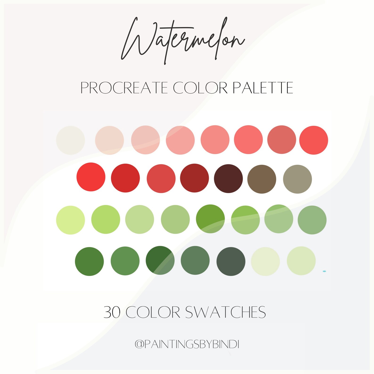 Watermelon Procreate Color Palette 30 color swatches iPad | Etsy