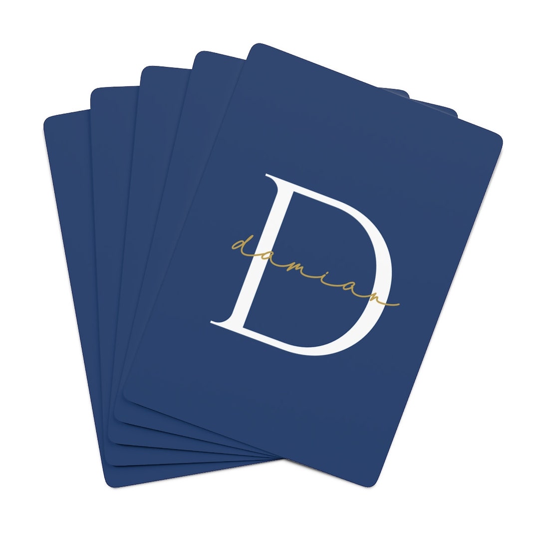 Navy Blue and Gold Custom Name Playing Cards | Initial Playing Cards ...