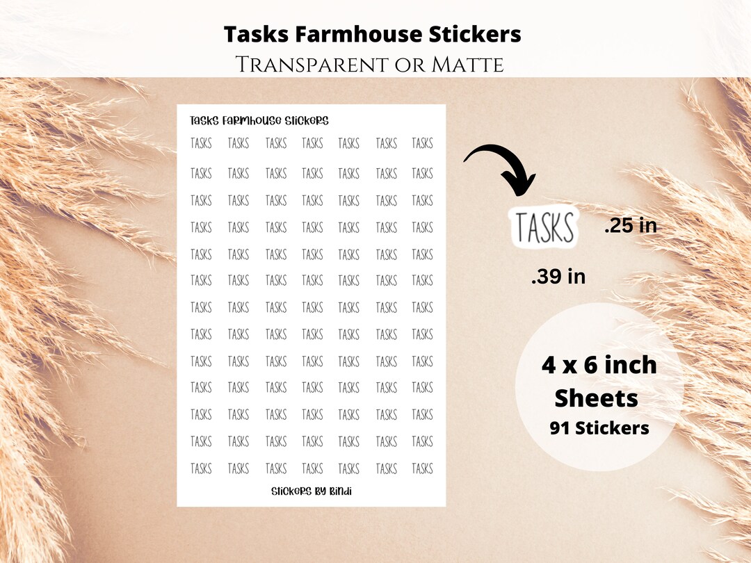 Tasks Planner Stickers - Farmhouse Style | Small Script Stickers ...